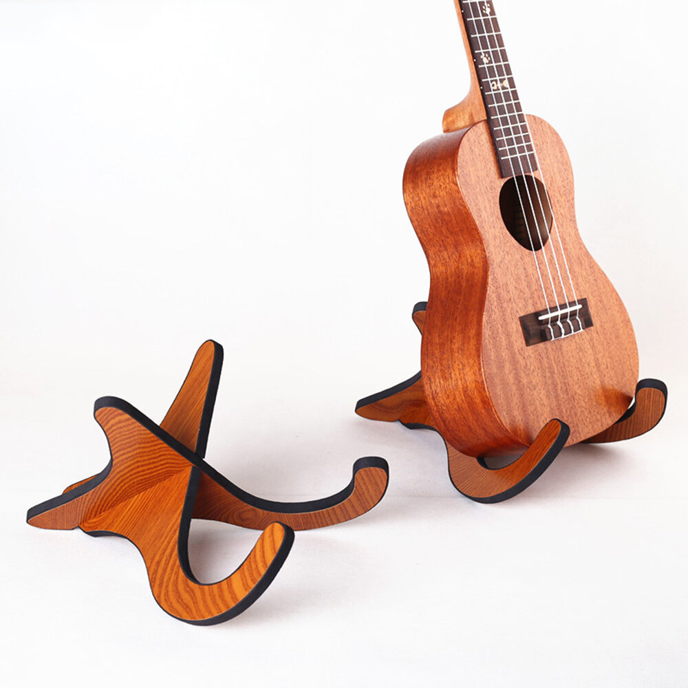Стойка для струнных инструментов Ukulele Shelf Violin Wooden Piano X-Frame Style Portable с мягкими кожаными краями, складная вертикальная стойка для малых гитар, материал дерево, размер 23x19.5 см, 1 шт