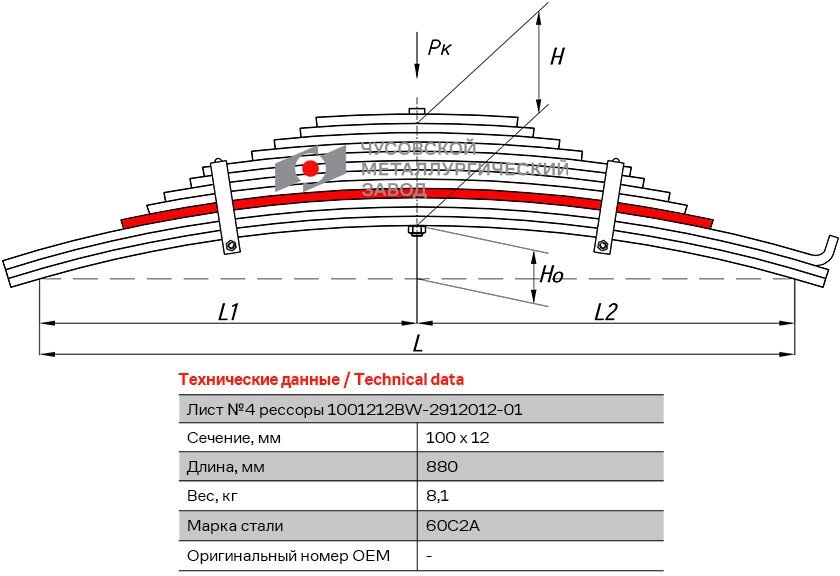 Лист №4 Рессора задняя для BPW 12 листов