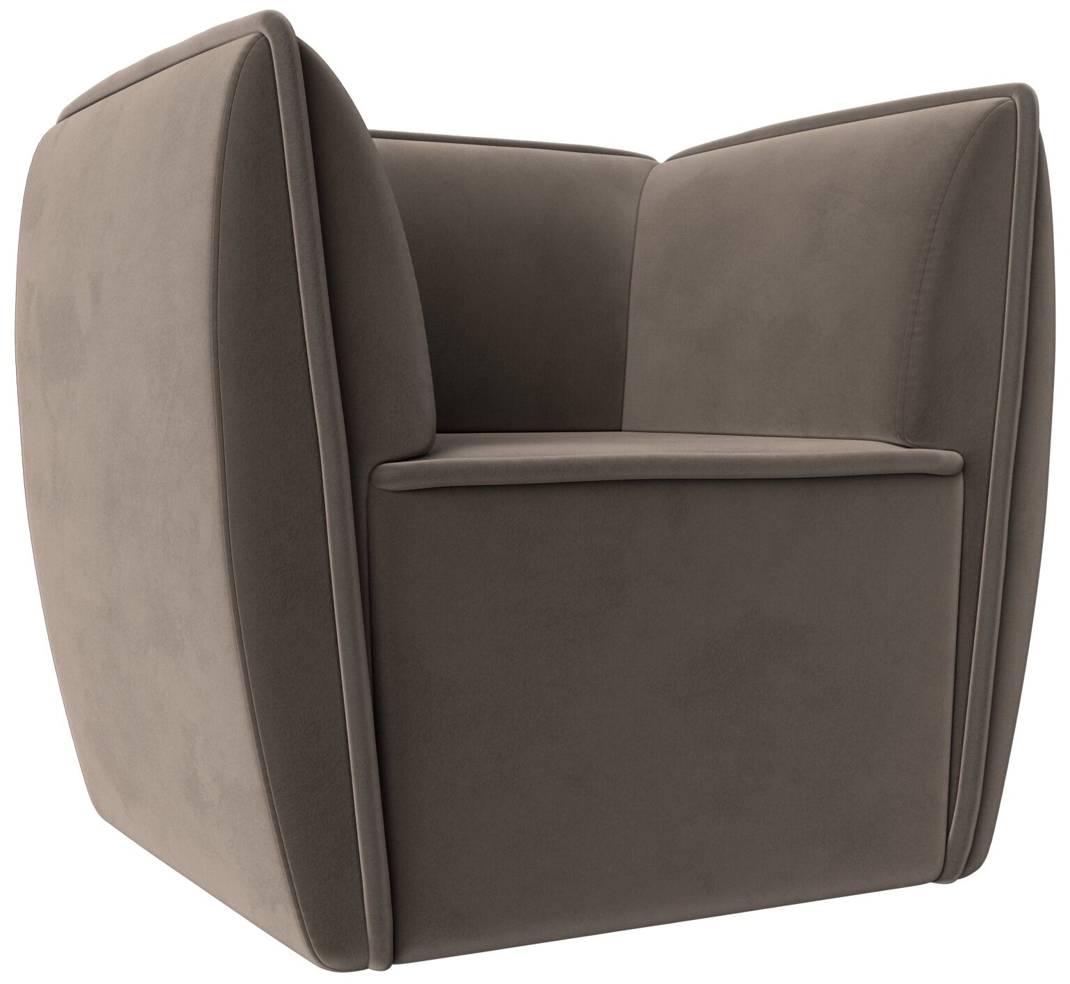 Кресло Бергамо, велюр, механизм нераскладной, коричневый, 80x64x80см. Хит Диванов