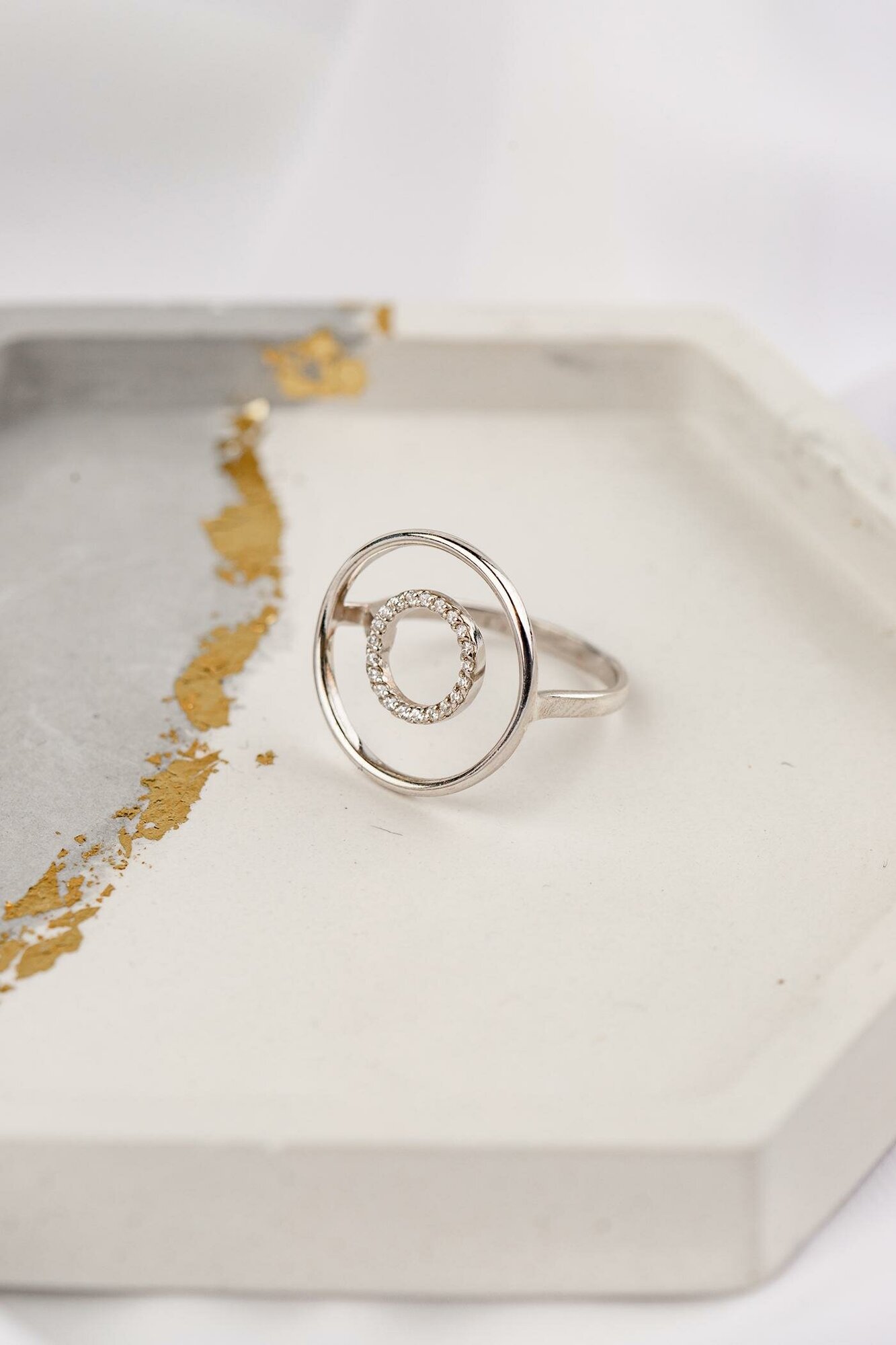 Кольцо, серебро, 925 проба, родирование, фианит