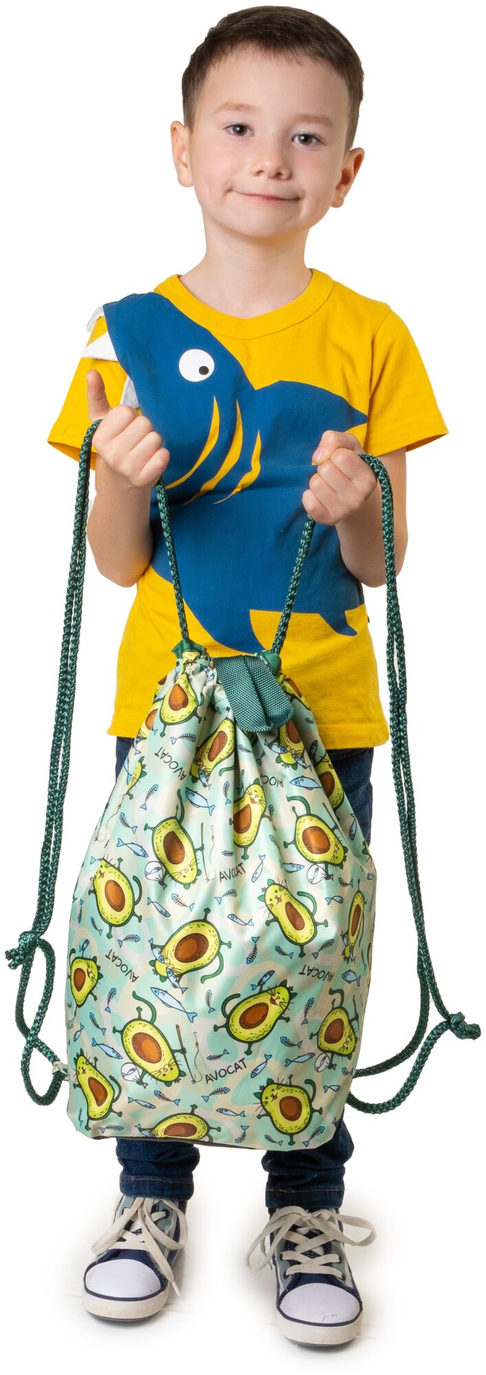 Мешок для обуви объемный GolD Авокоты зеленый