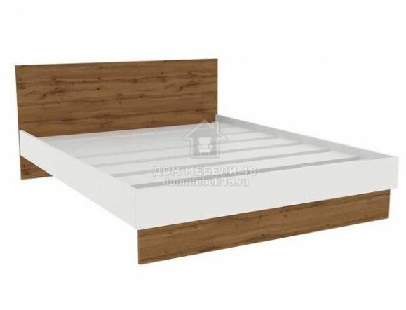 Кровать двуспальная Сканди Белый/Дуб Вотан, ЛДСП, ДСП, 140х203х80,4 см, Гросс
