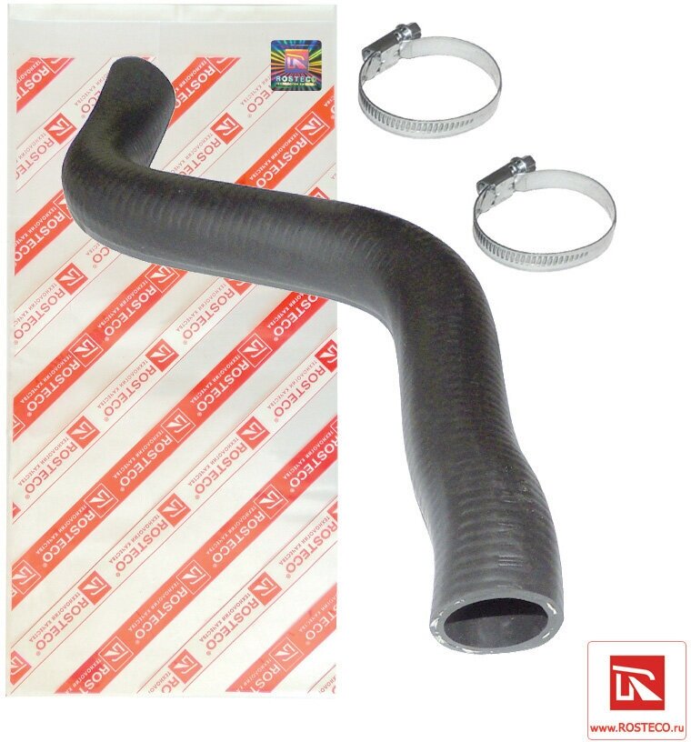 Патрубок радиатора 2170-2172 Priora верхний 2 хомута Rosteco 20200