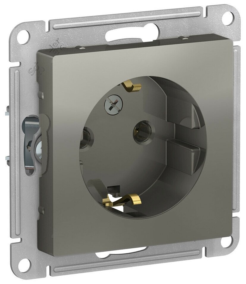 Розетка с заземлением без шторок 16А AtlasDesign Systeme Electric, цвет Сталь