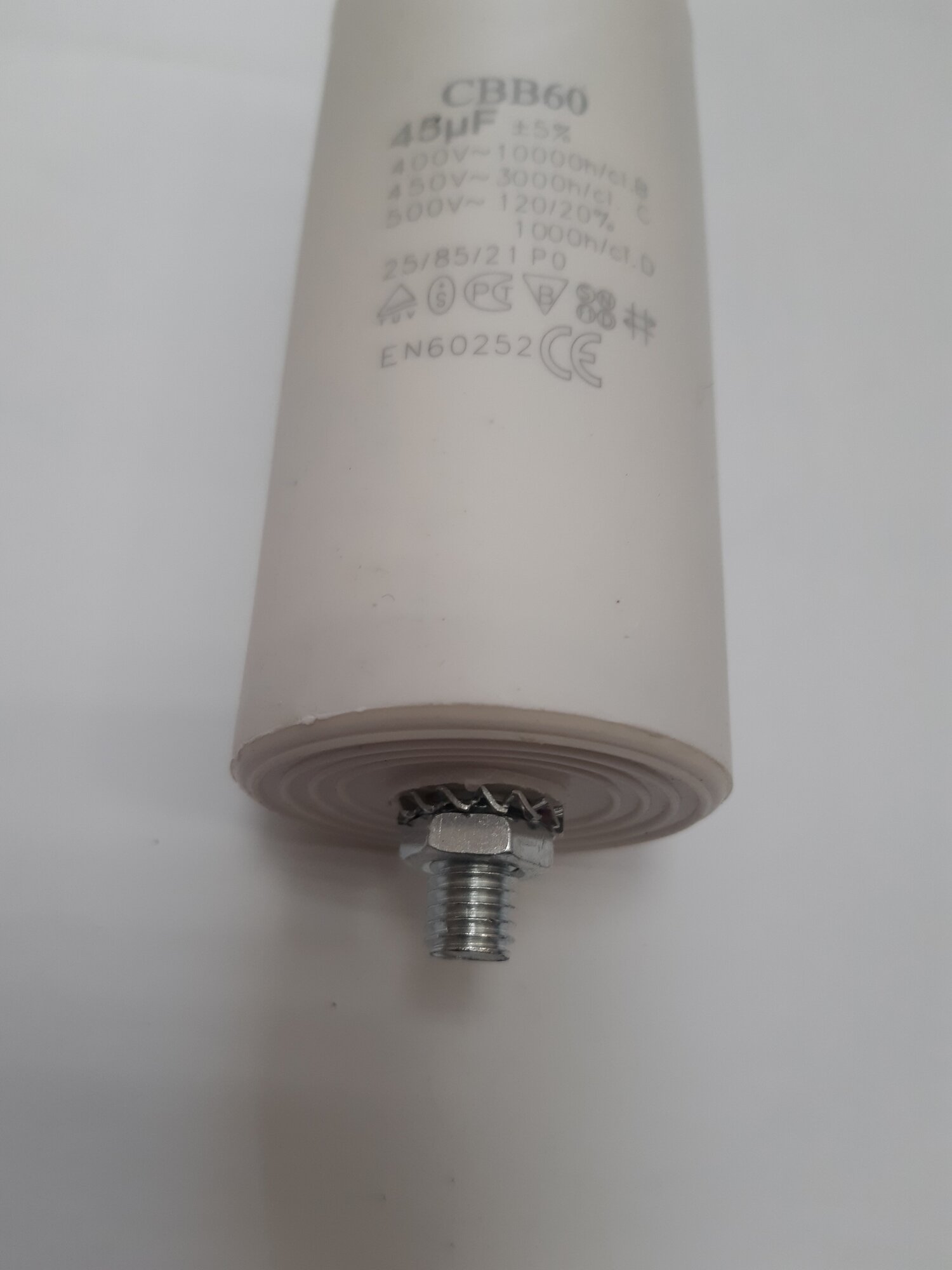Конденсатор пусковой 45mF 450V CBB60 capacitor с креплением на корпусе