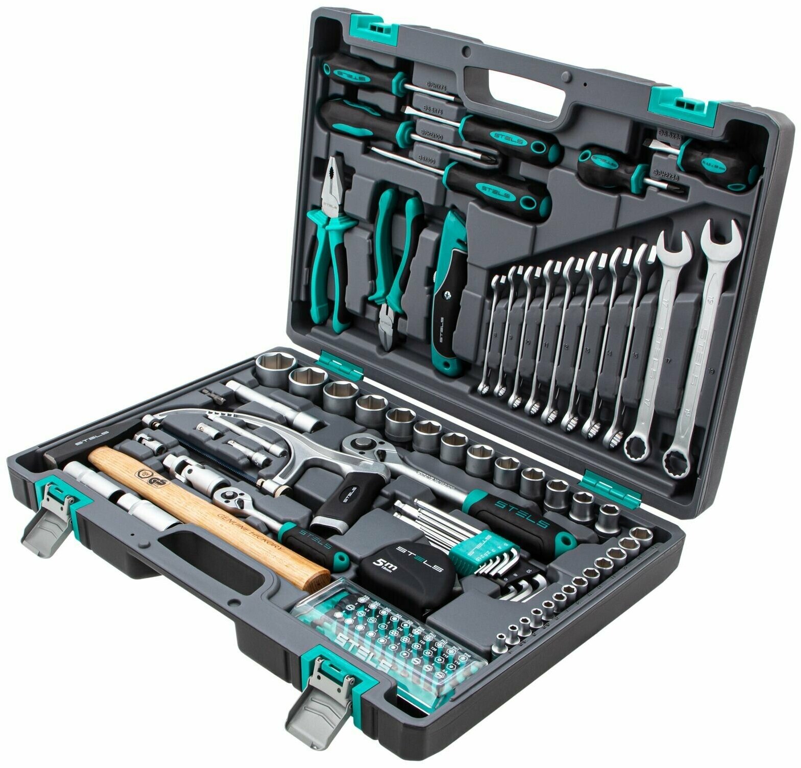 Набор инструментов, 1/2", 1/4", CrV, пластиковый кейс 98 предметов Stels, 14111