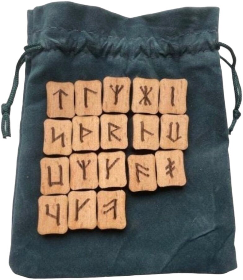 Славянские руны с инструкцией, 18 шт, бук (в комплекте мешочек)