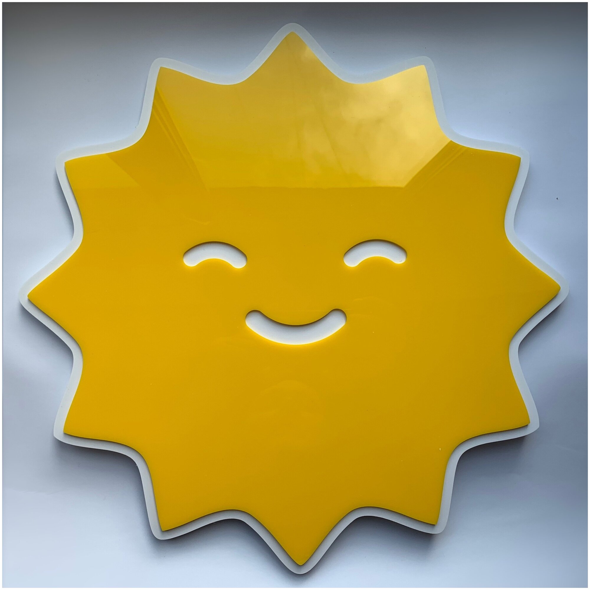 Светильник-ночник "Солнышко с глянцевой поверхностью" 35х35см, с дистанционным управлением, белая теплая подсветка