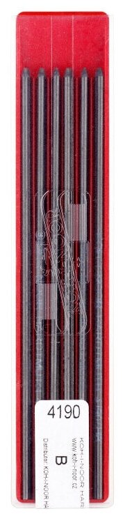 Стержень д/цанговых карандашей K-I-N 4190 2мм,12см, В,12шт/уп 419000B013PK Koh-I-Noor 1618172