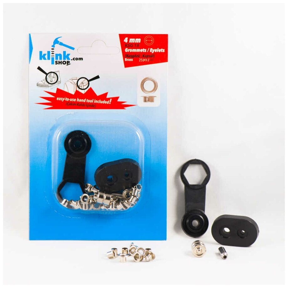 Набор люверсы и инструмент №18 4мм цв. Никель (уп.25 компл.) Proknopka