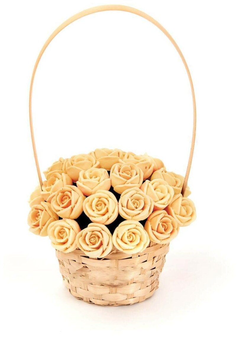 Корзинка из 23 шоколадных роз последний звонок CHOCO SFERA - Оранжевый микс из премиум-шоколада, 324 гр. K23-O