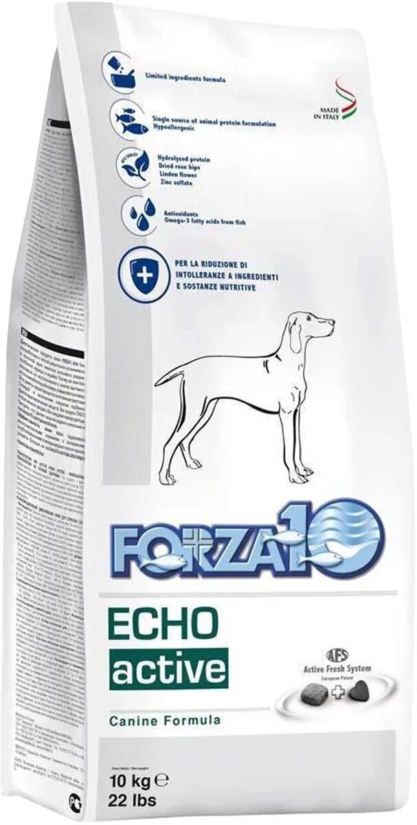FORZA10 DOG ECHO ACTIVE для взрослых собак всех пород при заболеваниях слуховых органов (10 кг)