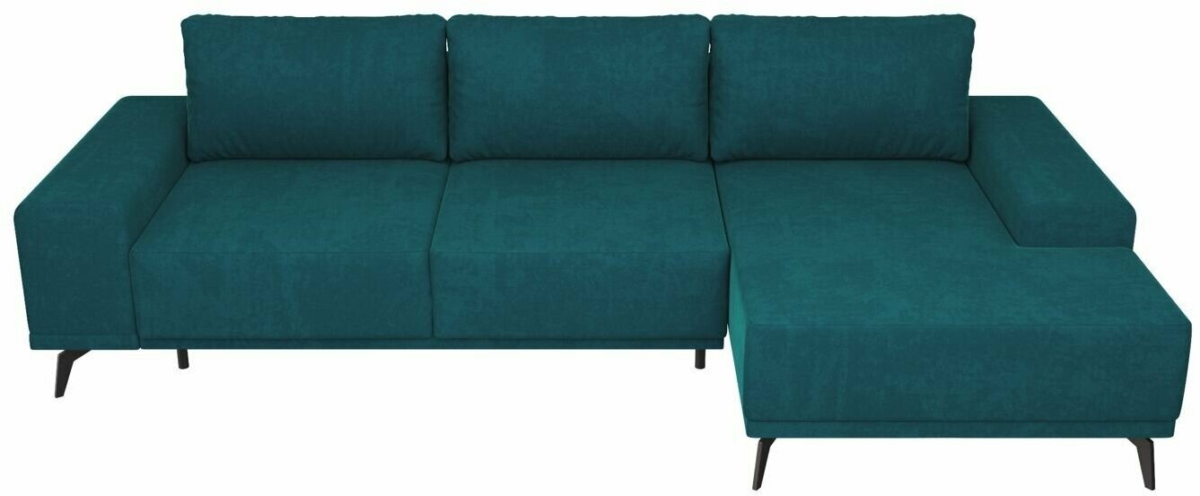 Угловой диван Нео, Велюр, Темно- Бирюзовый, Угол правый, Ящик для белья, 263х150х75см