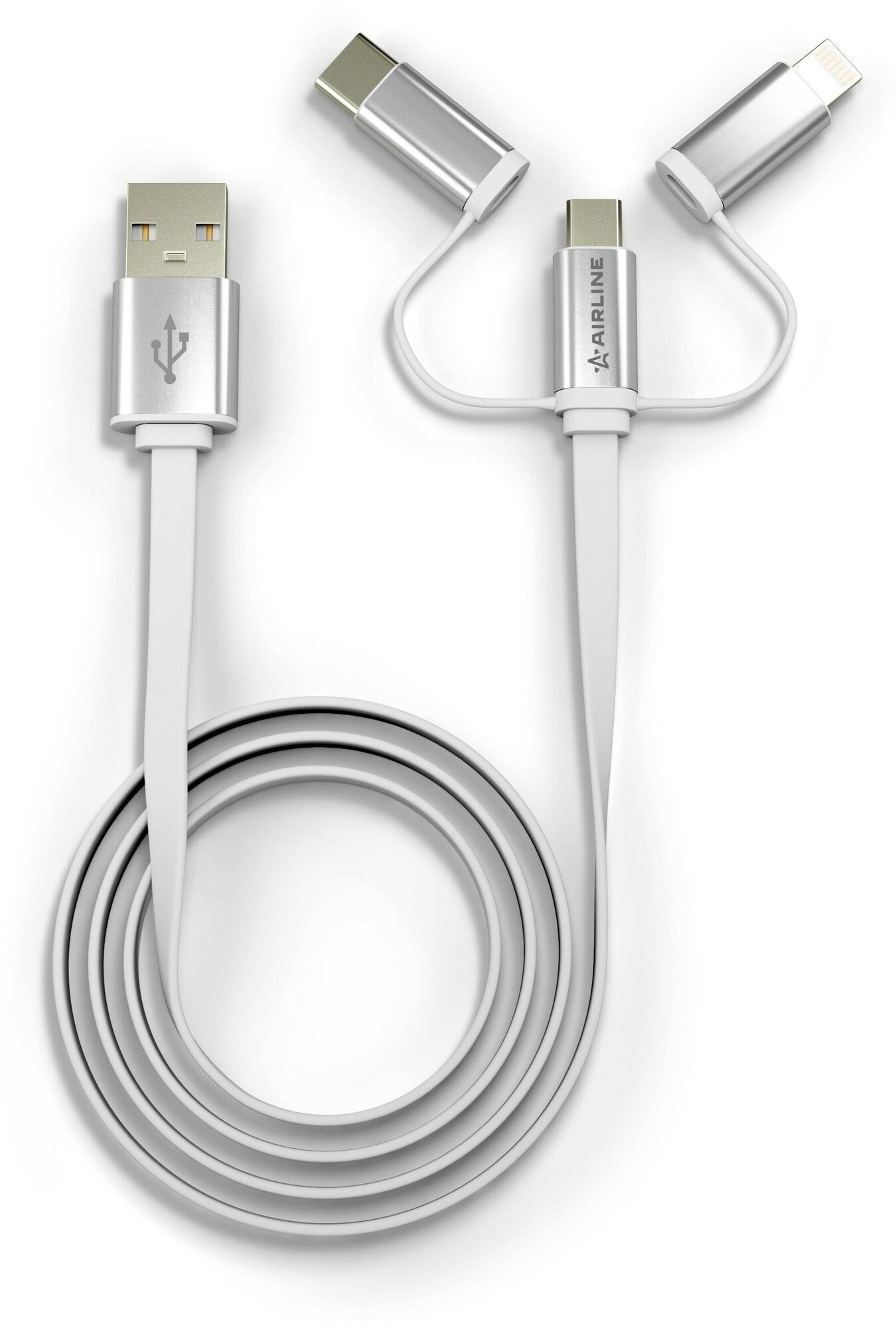 Кабель универсальный 3в1 (USB - Lightning Type-C Micro USB) 1.2м Soft-Touch AIRLINE ACH-C-49