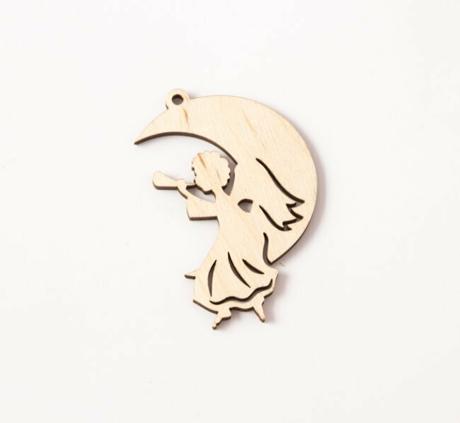 Деревянные заготовки / Декупаж, деревянная заготовка для творчества "Добрый мастер" "Ангелок на луне" фанера 5,5*8см (5шт)