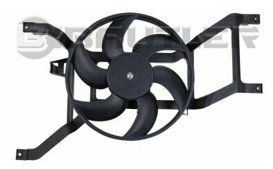 Вентилятор (мотор) охлаждения для LADA Largus без А/С, Renault Logan (с 2008 г.), Sandero (с 2009 г.), Duster (с 2010 г.) с кожухом в сборе арт BTL6000FCC