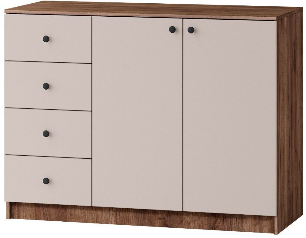 Комод для одежды Бард 8.2, Легкомаркет, ЛДСП, цвет дуб табачный и кашемир, 140х89х40, 4 ящика/двери