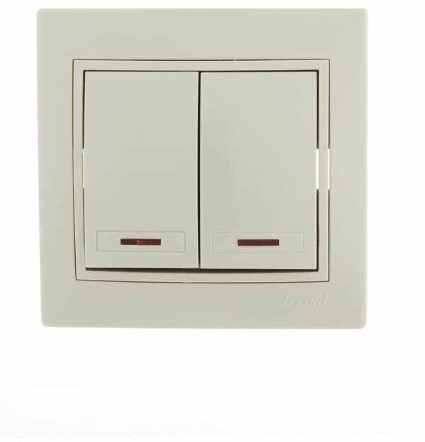 Выкл. 2-клав. с подсветкой LEZARD MIRA С/П крем/крем