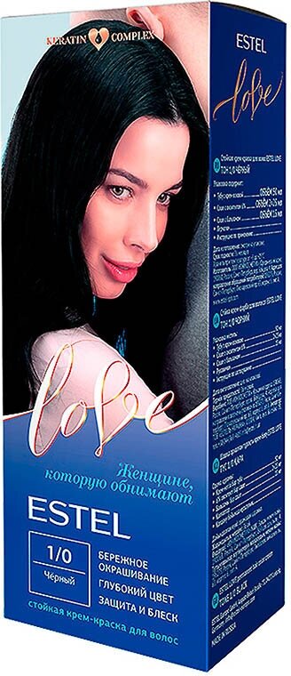Стойкая крем-краска для волос Estel Love 1/0 Черный, 115мл