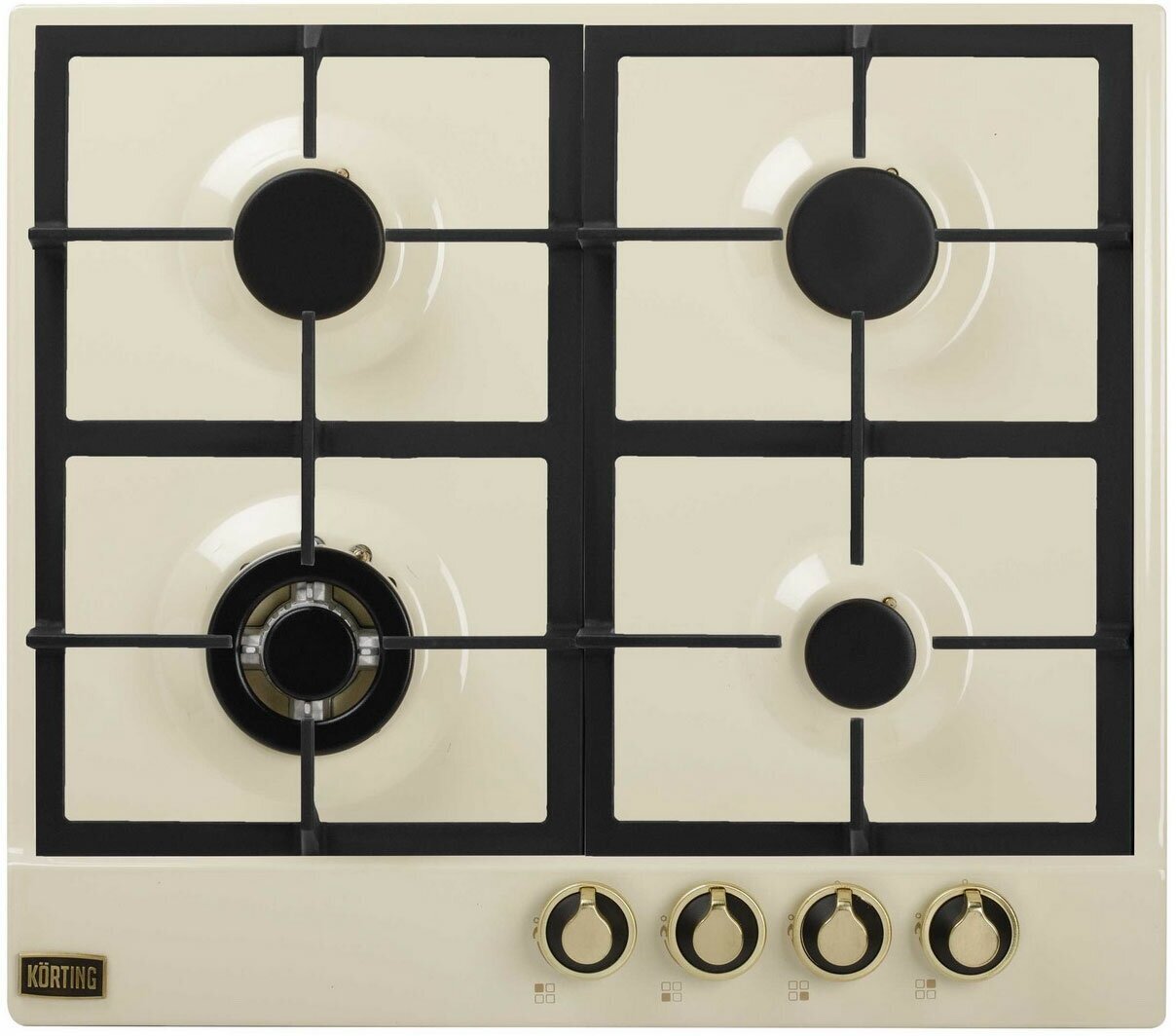 Газовая варочная панель Korting HG 661 CTGB 58 см, 4 конфорки, слоновая кость