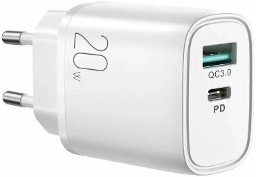 Сетевое зарядное устройство Адаптер Блок питания Joyroom L-QP2011 20W PD+QC3.0 белое