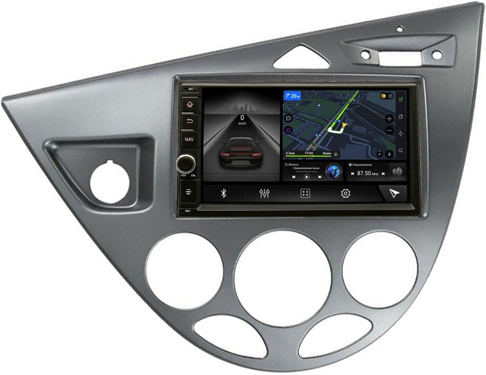 Штатная магнитола Ford Focus 1998-2005 (серебро) Canbox M-Line 5601-RP-11-549-239 Android 10 (4G-SIM, 2/32, DSP, IPS) С крутилкой