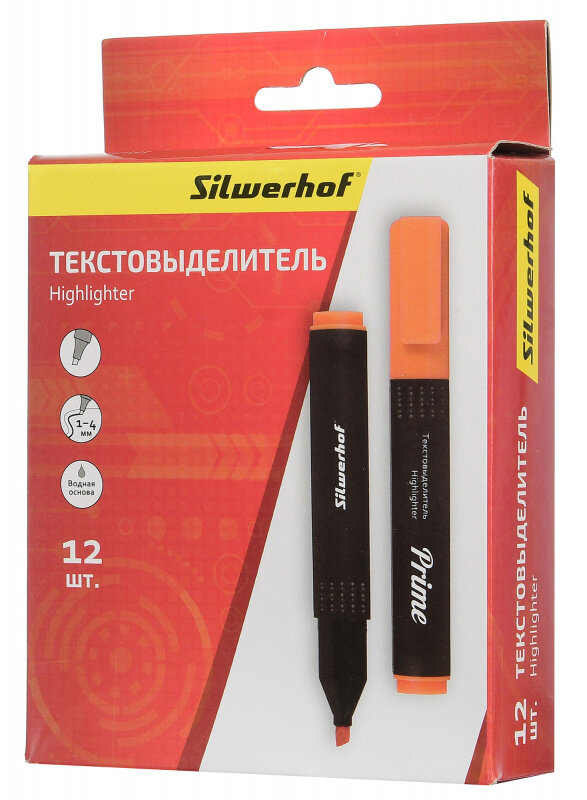 Текстовыделитель Silwerhof Prime 108031-06 1-4мм оранжевый коробка