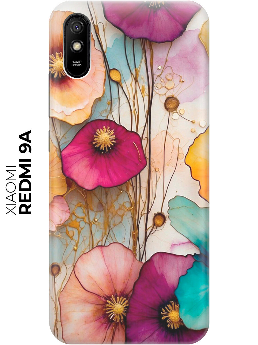 Силиконовый чехол на Xiaomi Redmi 9A / Сяоми Редми 9А с рисунком "Панно из цветов"