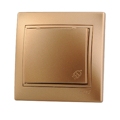 MIRA Розетка с/з с крышкой керамика метал золото со вставкой (10шт/120шт)