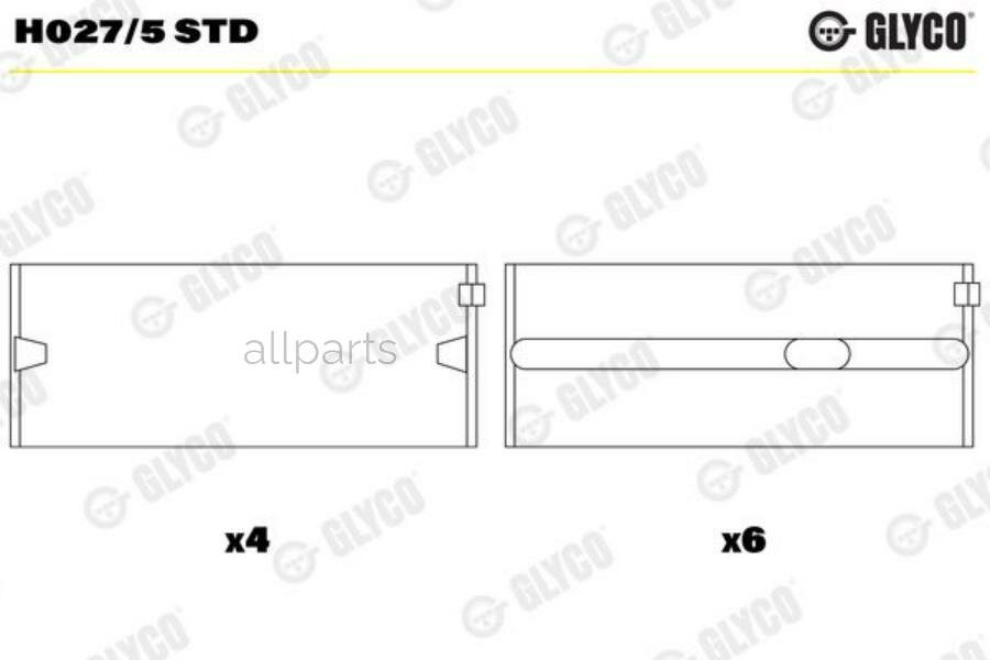 GLYCO H0275STD вкладыши коренные к-кт! STD (5)\ Audi 80/A4, VW Golf/Passat 1.6-2.0 82>