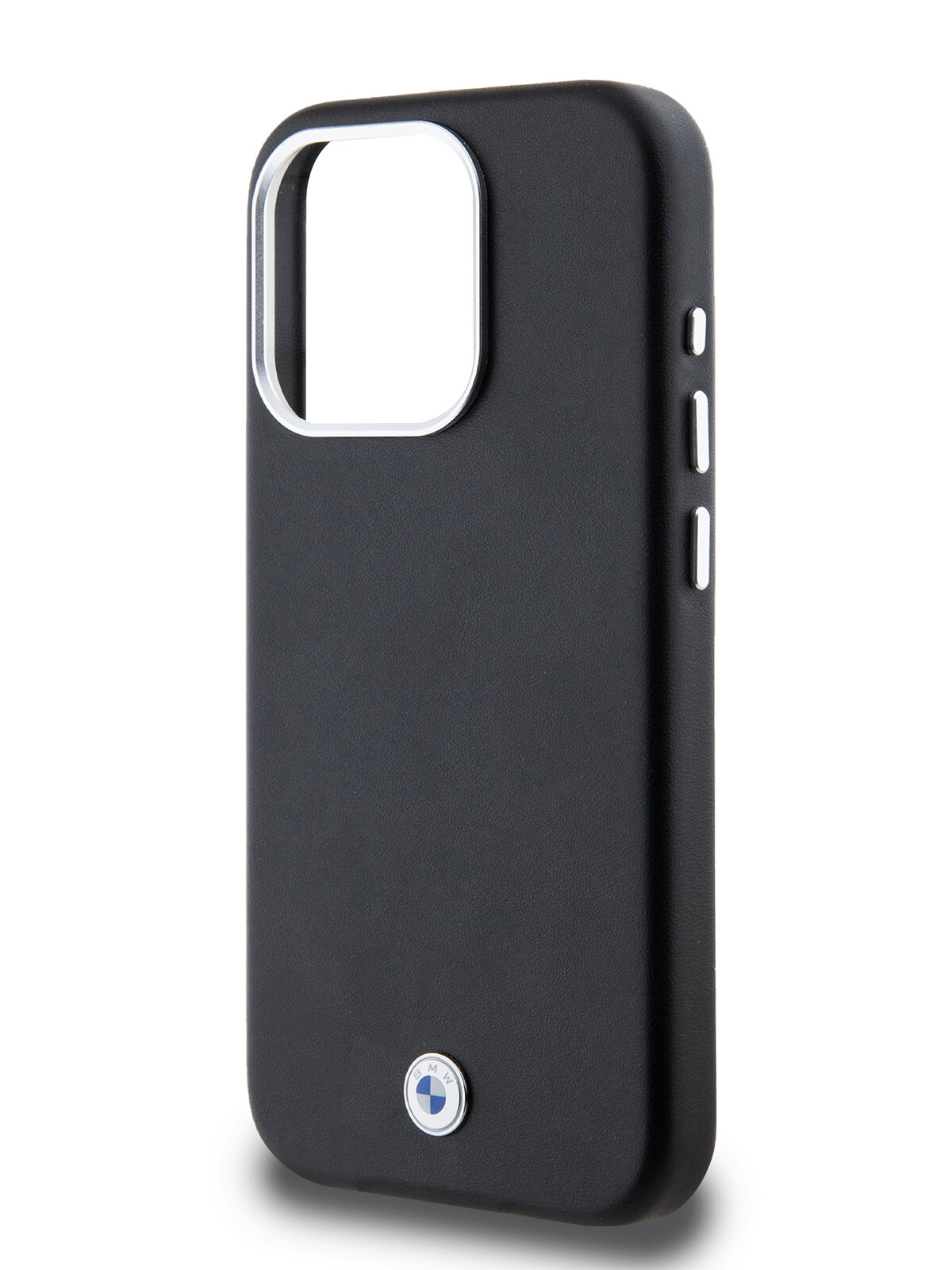 BMW для iPhone 15 Pro чехол PU Full Wrapped Metal logo Hard Black (MagSafe)