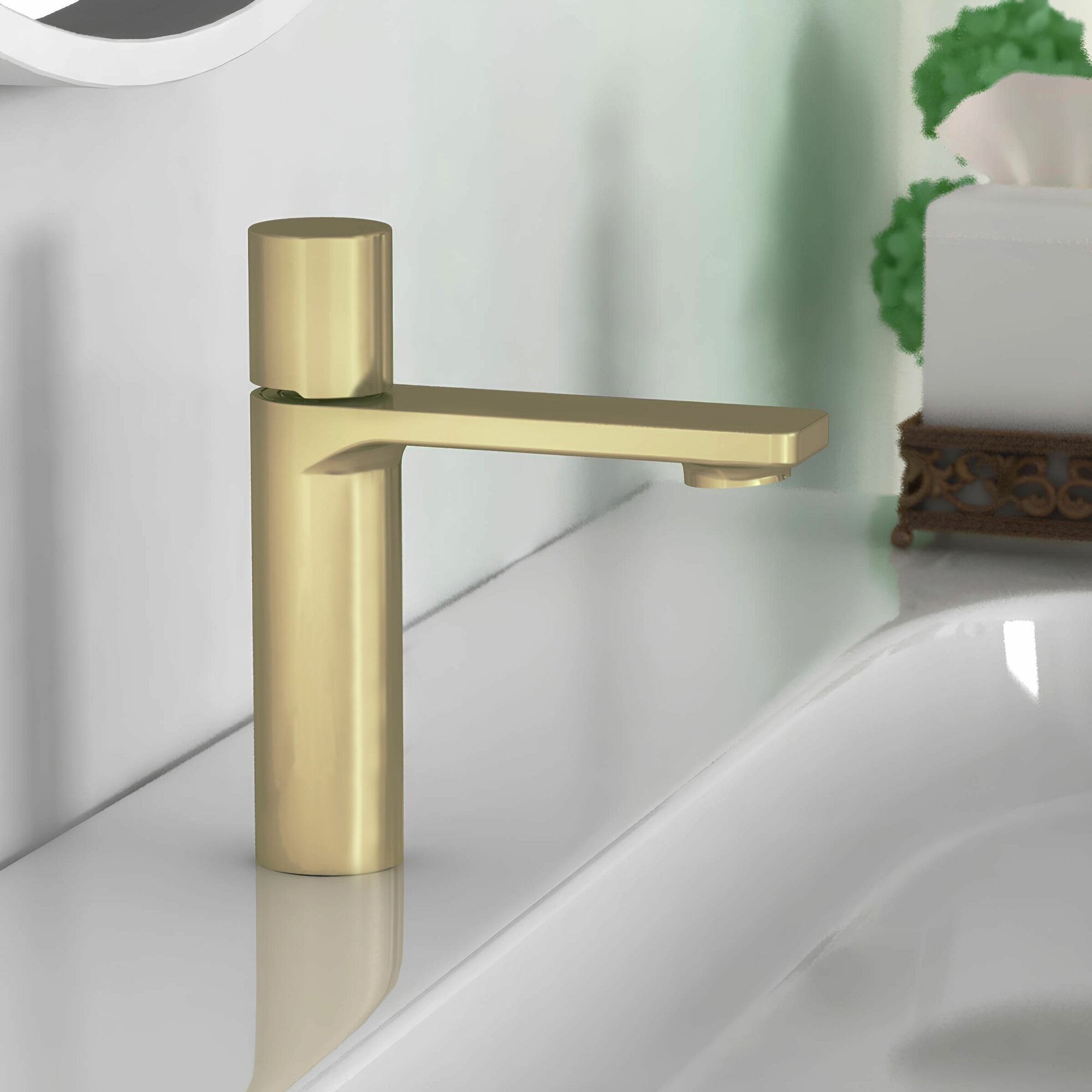 Смеситель для раковины Vincea Vogue VBF-4V3BG однорычажный, брашированное золото