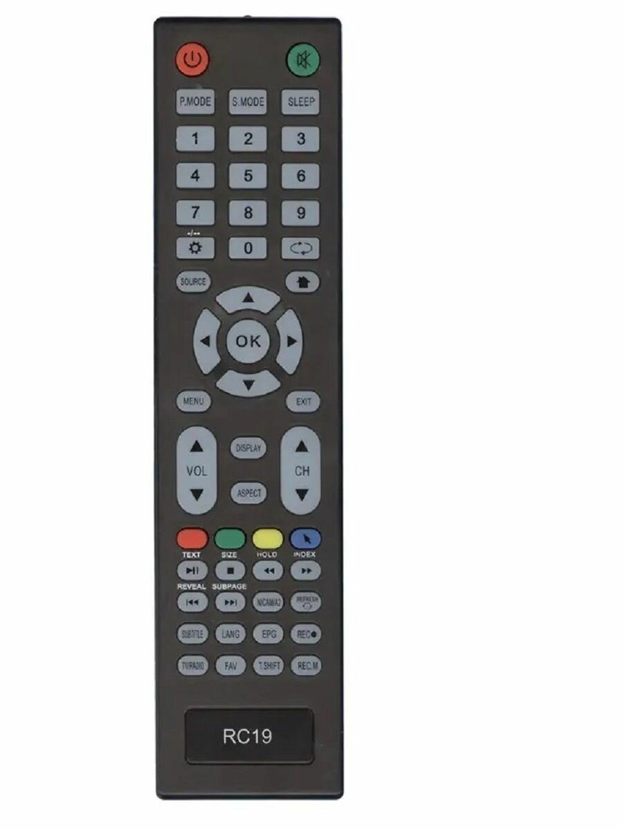 Пульт RC19 для телевизора витязь Akai Blackton BQ Econ Erisson Hartens Manya Telefunken Straus Skyline Olto Hiberg