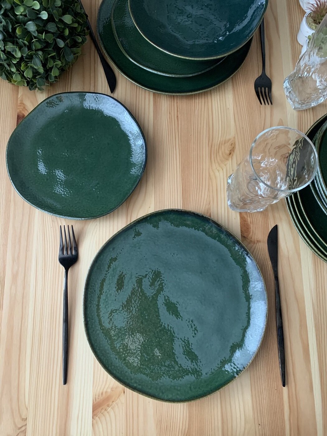 Набор столовой посуды "Органик" на 6 персон (18 предметов), цвет зеленый космос