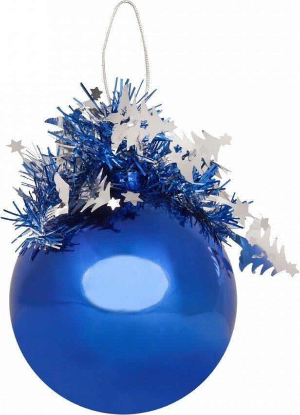 Набор елочных шаров Сюрприз 75мм, глянец синий 8шт