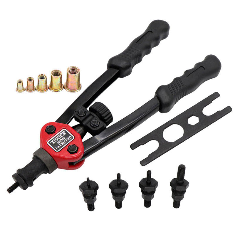 Заклепочник для резьбовых заклепок, двуручный, M3-M8, для стали, пластика и стекловолокна, для авто и мебели MEETS