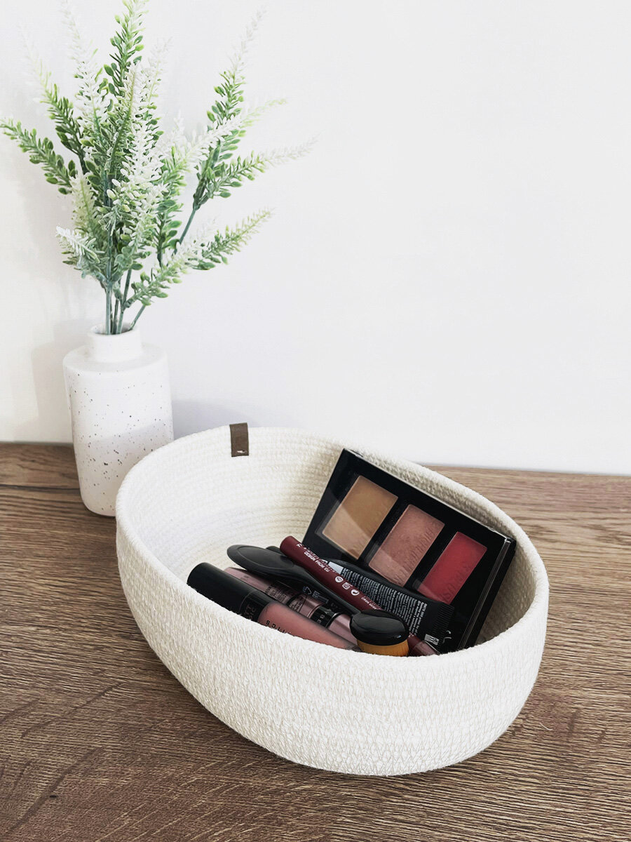 Плетеная корзина, для хранения, хлопок, овальная