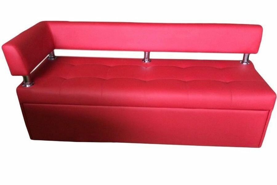 Диван-кровать Дельфин с подлокотником 180x62х80 красная экокожа, левый