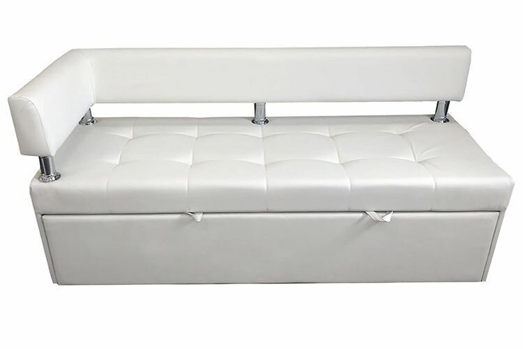 Диван-кровать Дельфин с подлокотником 190x62х80 белая экокожа, левый