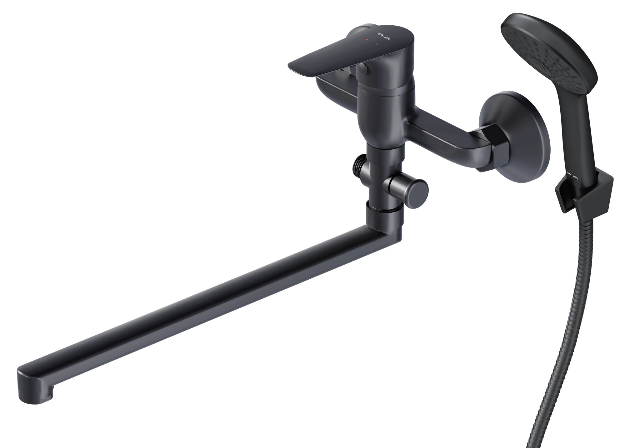 Смеситель для ванны AM.PM Drive F9U90122 однорычажный универсальный с лейкой и шлангом цвет черный матовый