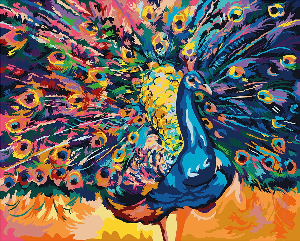 Фрея PNB/PLC-231-YL66 Набор раскрашивания по номерам на цветном холсте 50 х 40 см павлин