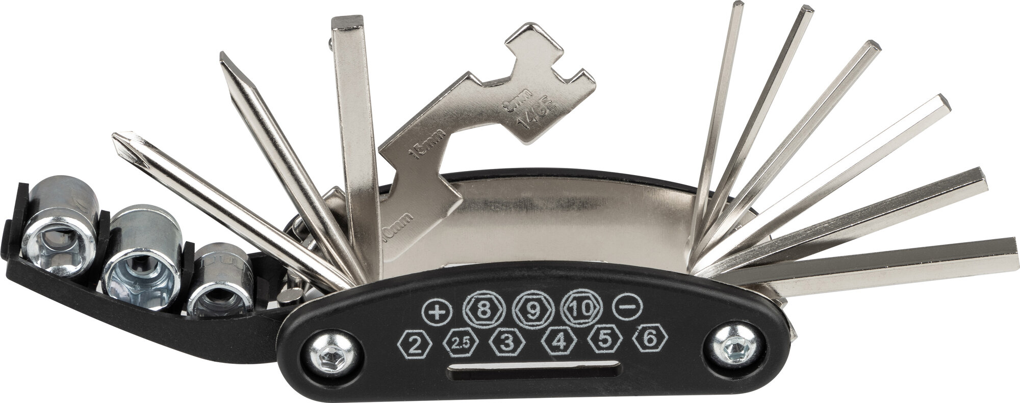Мультитул для велосипеда Ecos 16 предметов (отвертки, торцевые головки, шестигранники, гаечные ключи)