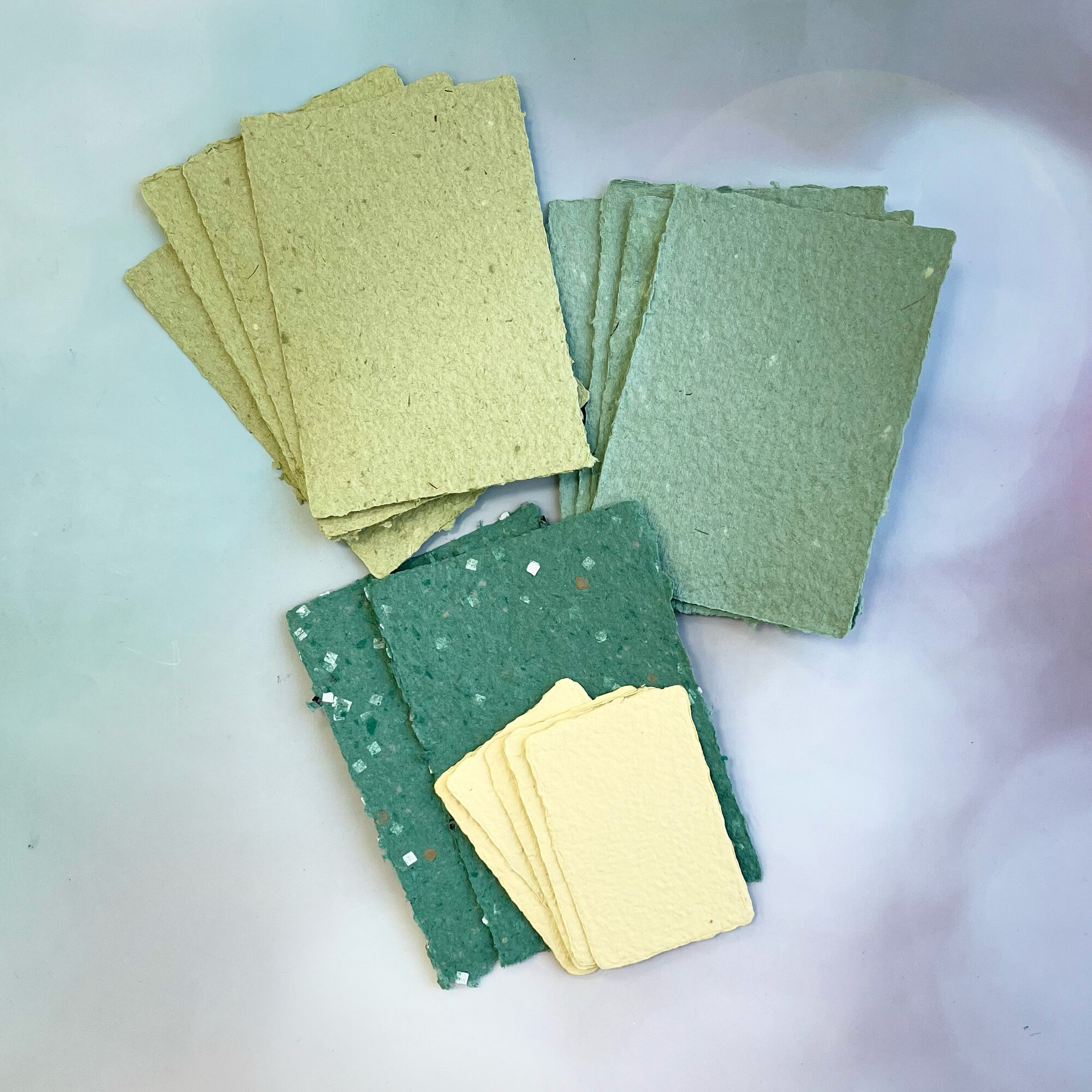 Набор бумаги ручного литья желтый/зеленый, А6 и 60х90 мм 15 листов