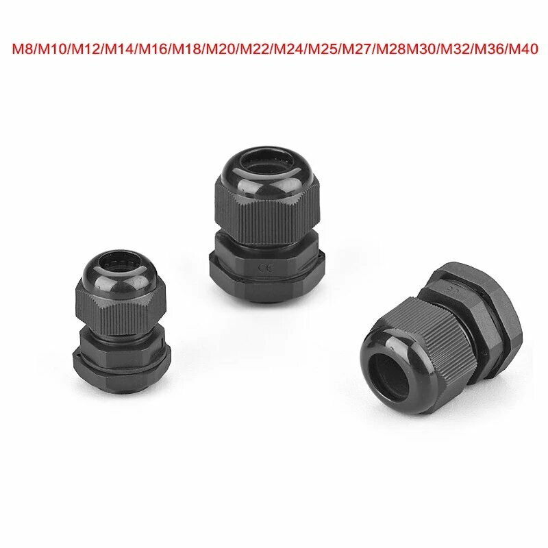 10 шт. нейлоновые водонепроницаемые кабельные вводы M8/M10/M12/M16/M20/M25/M32/M36/M40 M16x1.5 4-8mm