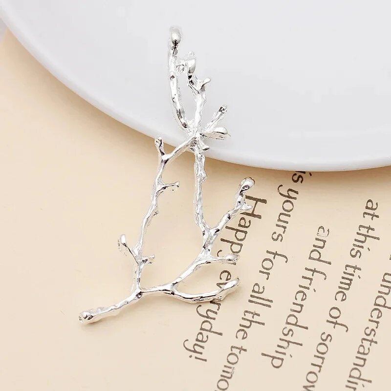 Брошь веточка серебристая, Silver plated
