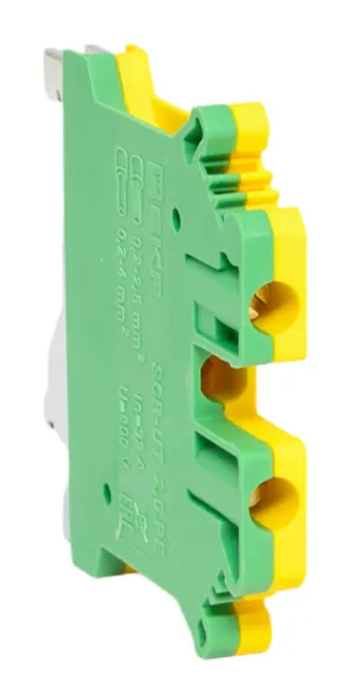 Клемма для проводов EKF / ЕКФ UT земля винтовая, желто-зеленый, 2.5мм2, 1шт. / зажим