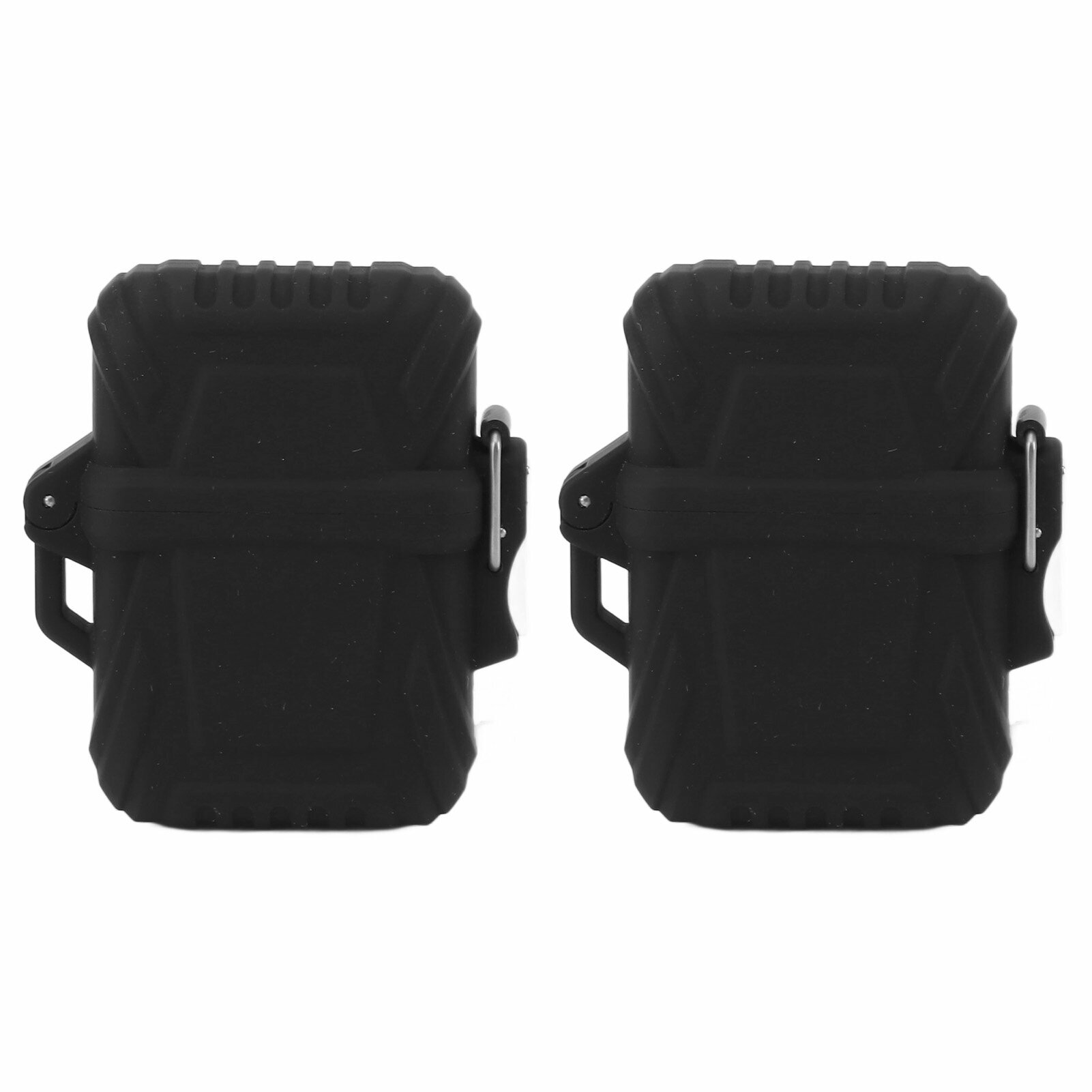2 PCS Waterproof Lighter Case Plastic Black Sealed Pocket Container for Outdoor