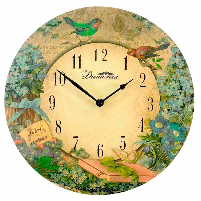 Настенные часы Династия из дерева Династия Настенные часы 02-017 "Незабудки" с немецким механизмом