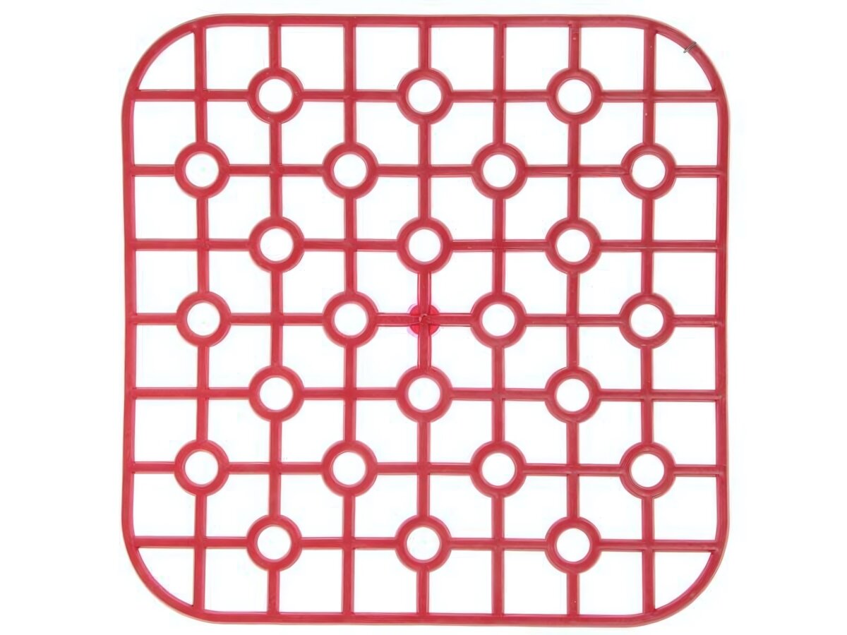 Решетка для раковины 26х26см, красная, пластиковая, предотвращает скольжение