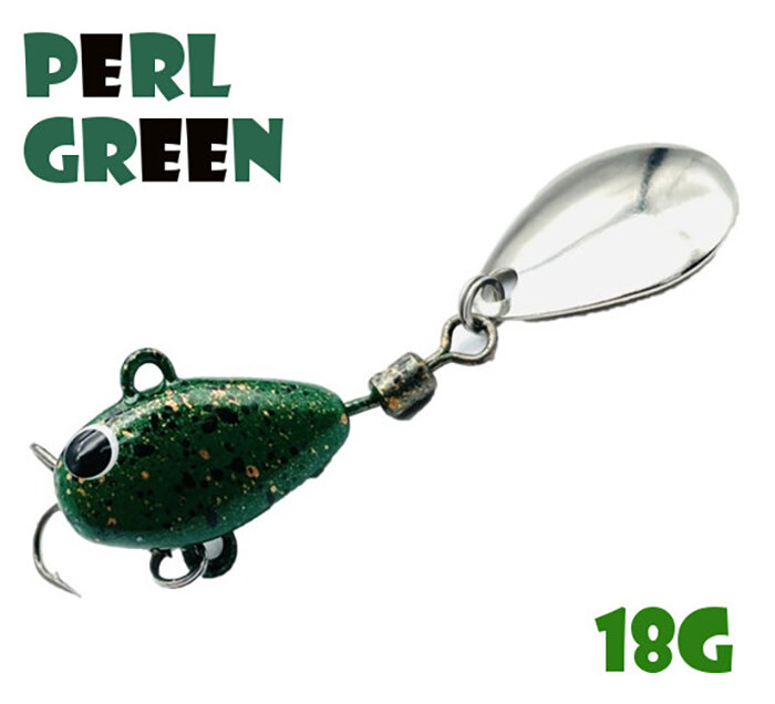 Блесна Тейл-Спиннер для рыбалки Uf-Studio Hurricane 18g #Perl Green
